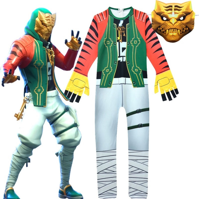 Fortnite Master Key Tiger Cosplay Costume with Masks | Costume Mascot ...